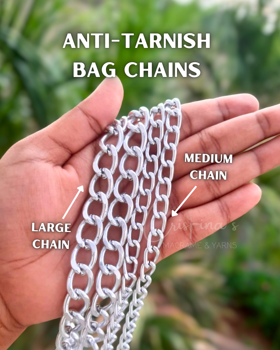 Silver Anti-tarnish bag chain – Crispina's macrame and yarns